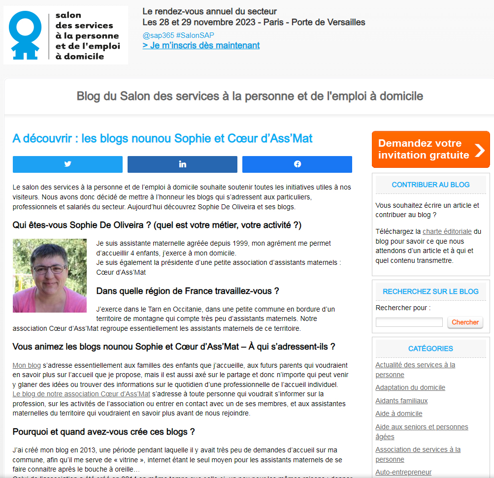 Le Journal De Nounou Sophie Article Sur Le Blog Du Salon Des Services