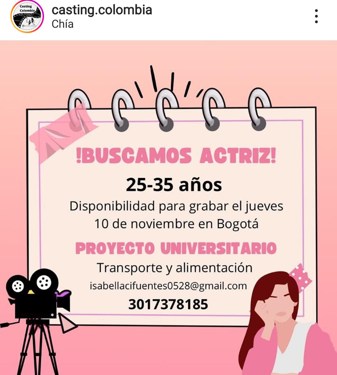 Casting En Bogota Se Busca Actriz De 25 A 35 Años Para Grabar En