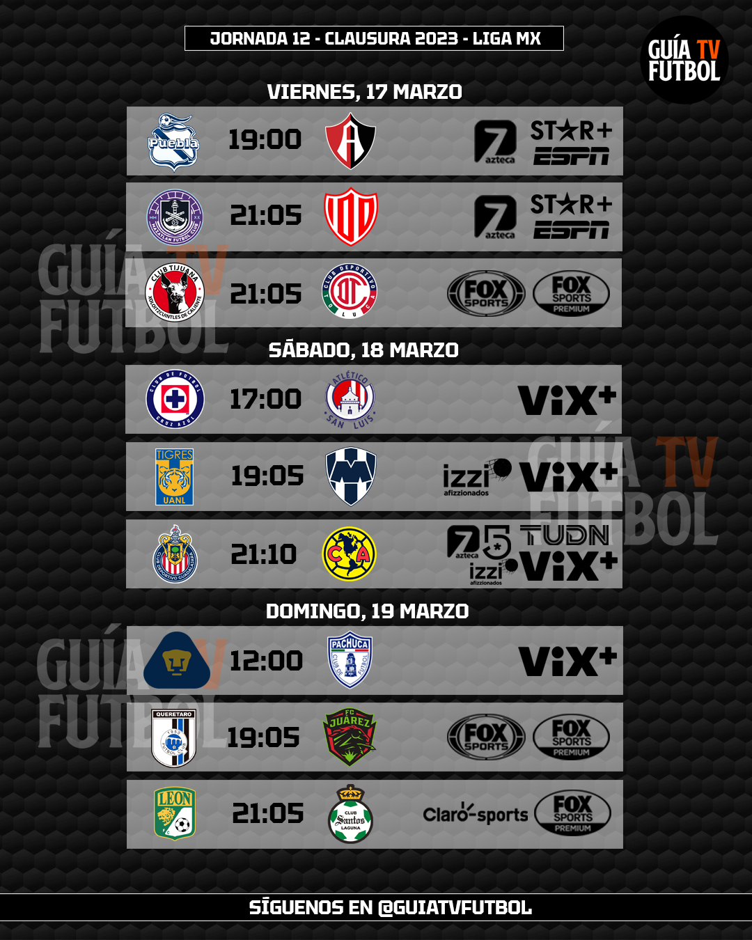 Jornada 12 Liga Mx Clausura 2023 Fútbol En Vivo México Guía Tv Liga Mx