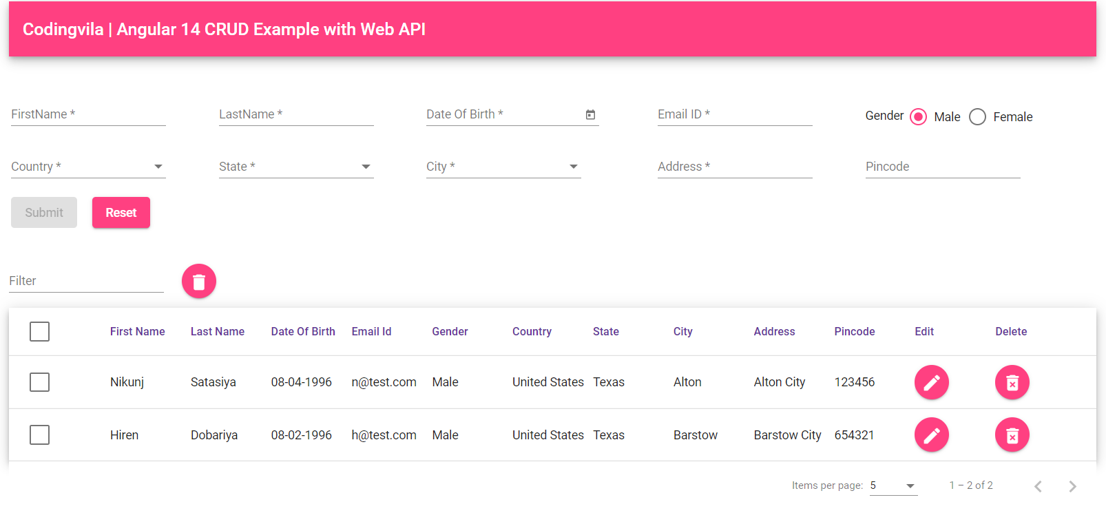 Angular 14 Crud With Web Api Codingvila