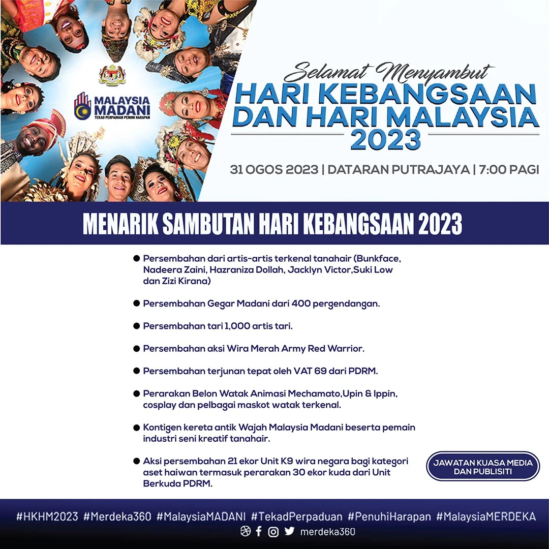 Lokasi Dan Senarai Acara Menarik Sambutan Hari Kebangsaan 2023