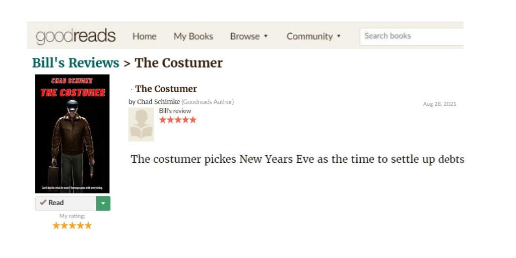 Author Chad Schimke Review Of The Costumer By Bill