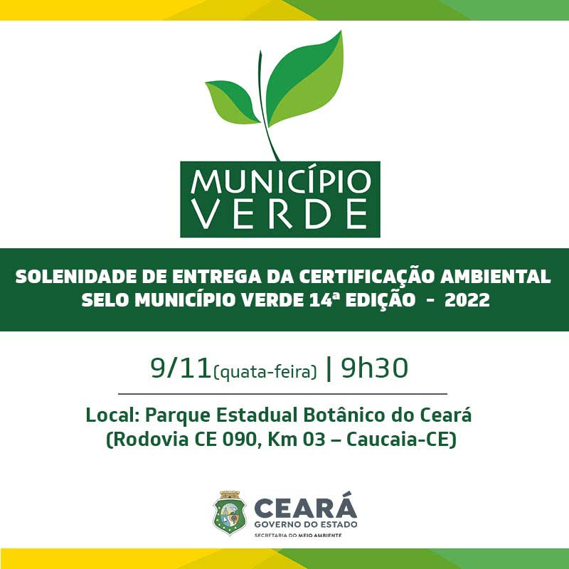 Certificação Selo Município Verde Será Entregue Nesta Quarta