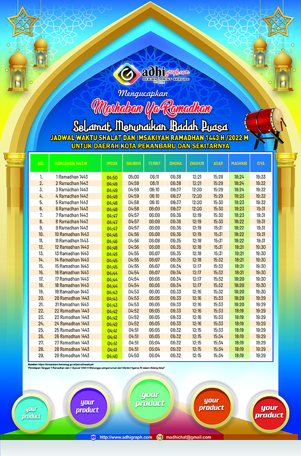Desain Imsakiyah Ramadhan 1443 H 2022 M Kota Pekanbaru