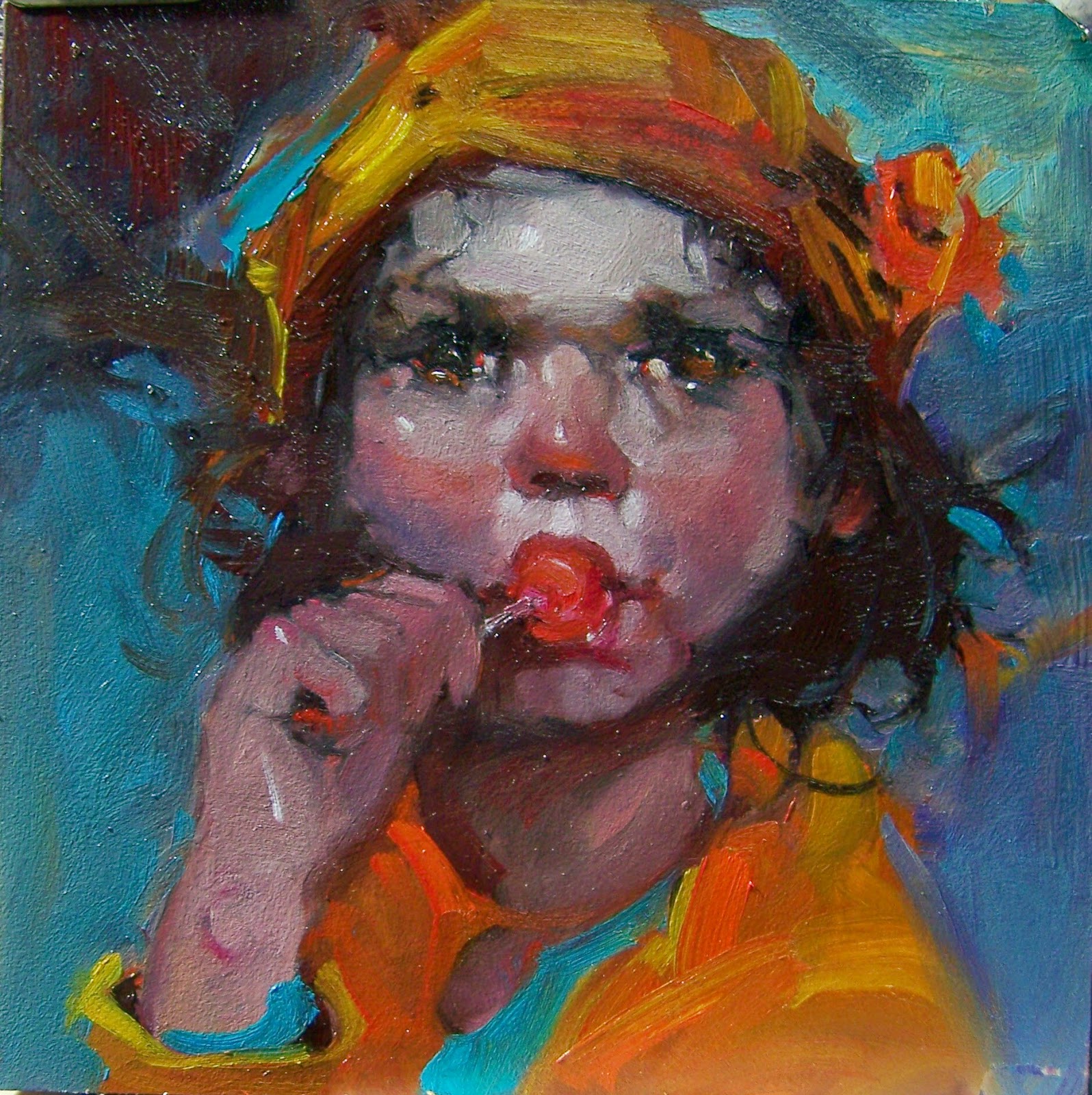 Kim Roberti Art Gallery My Lollipop Kim Robertis 6x6 Original Oil