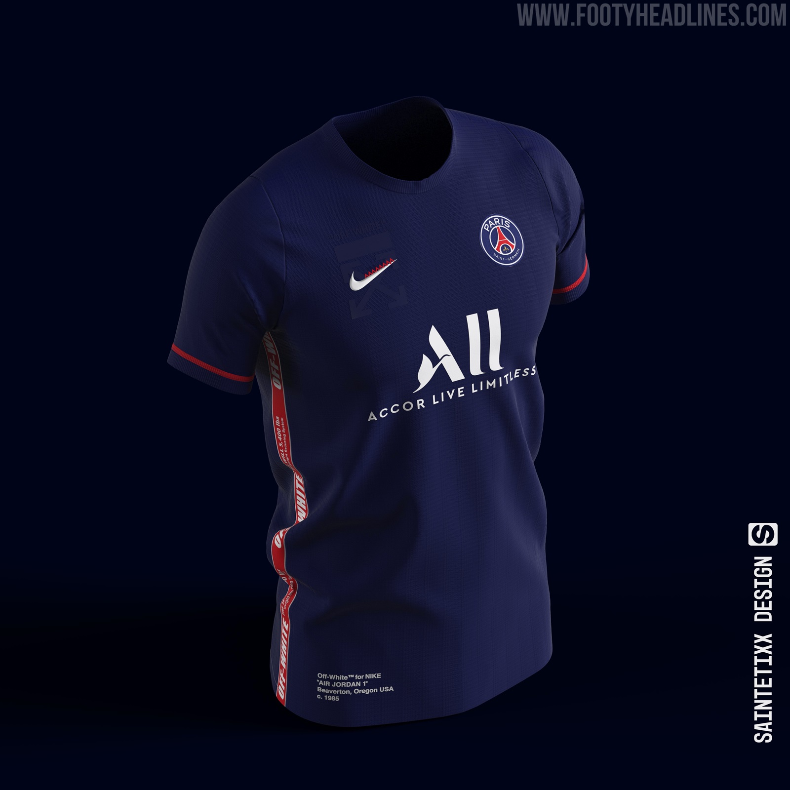 Nike X Off White Paris Saint Germain 22 23 Concept Home Kit Footy