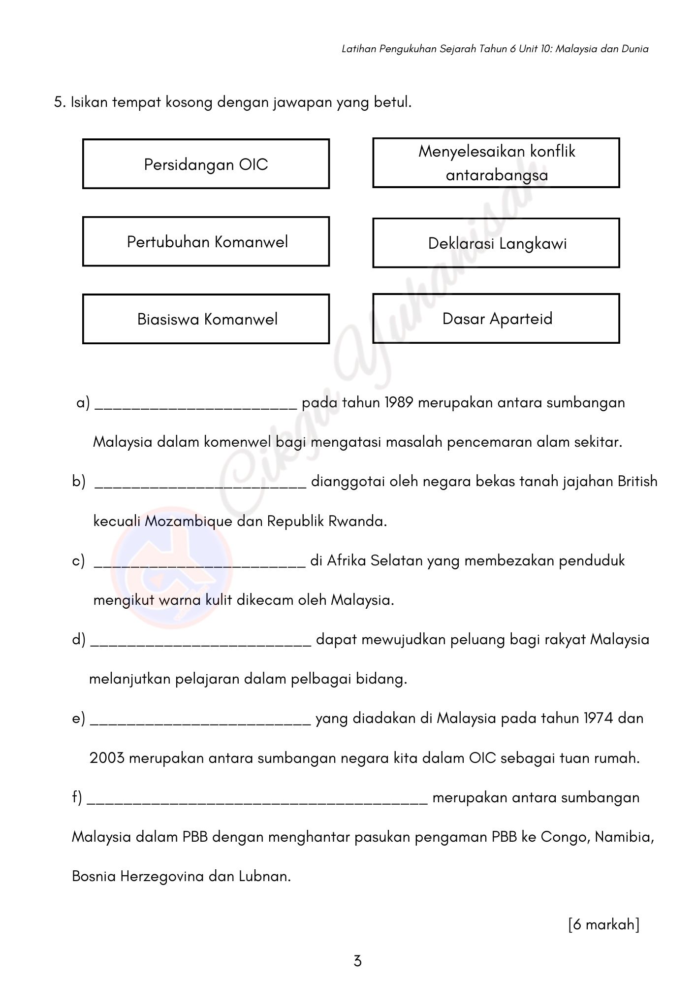 Latihan Sejarah Tahun 4 Unit 1