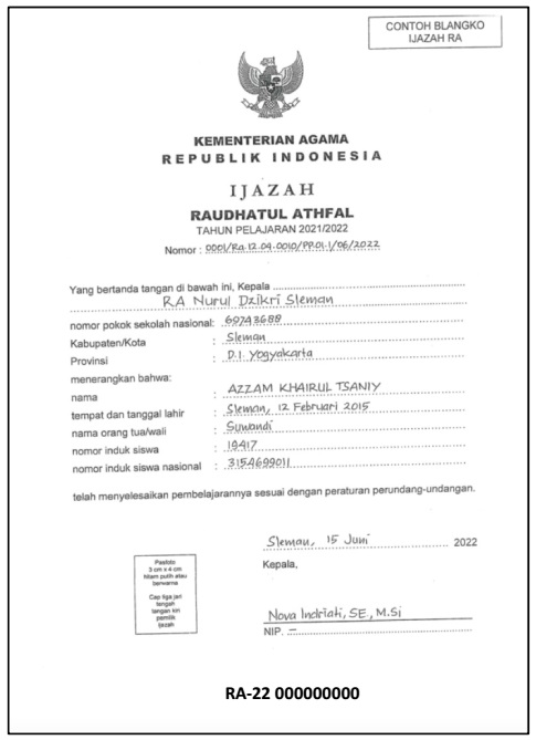 Penulisan Ijazah Ra 2022