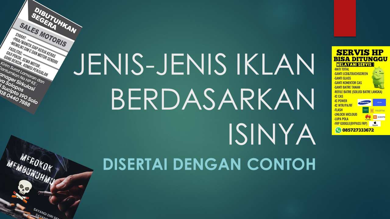 Jenis Jenis Iklan Berdasarkan Isinya Disertai Contoh Nyata