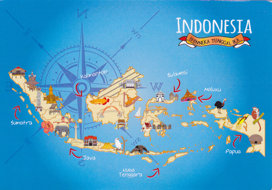 Postcard A La Carte Indonesia Map Postcard