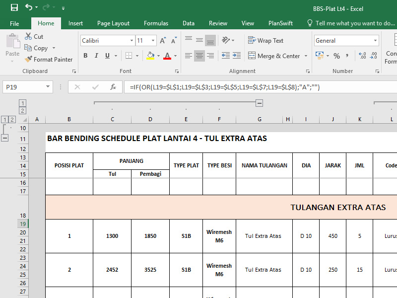 Download Format Bar Bending Schedule Bestat Pekerjaan Plat Lantai