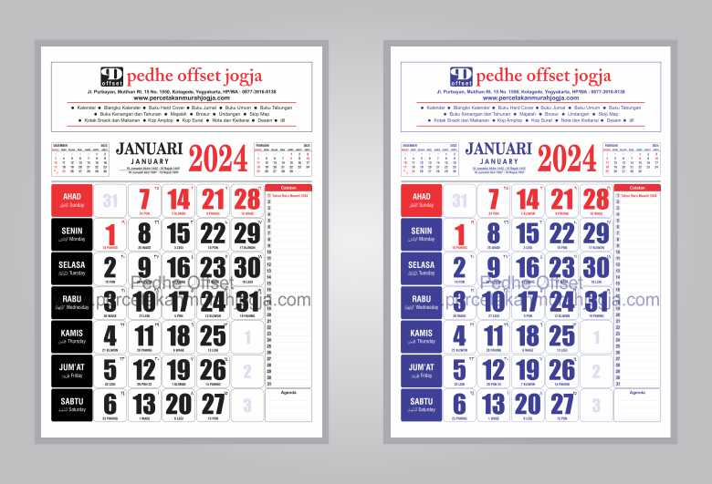 Cetak Kalender Dinding 2024 ~ Pedhe Offset Percetakan Murah Jogja