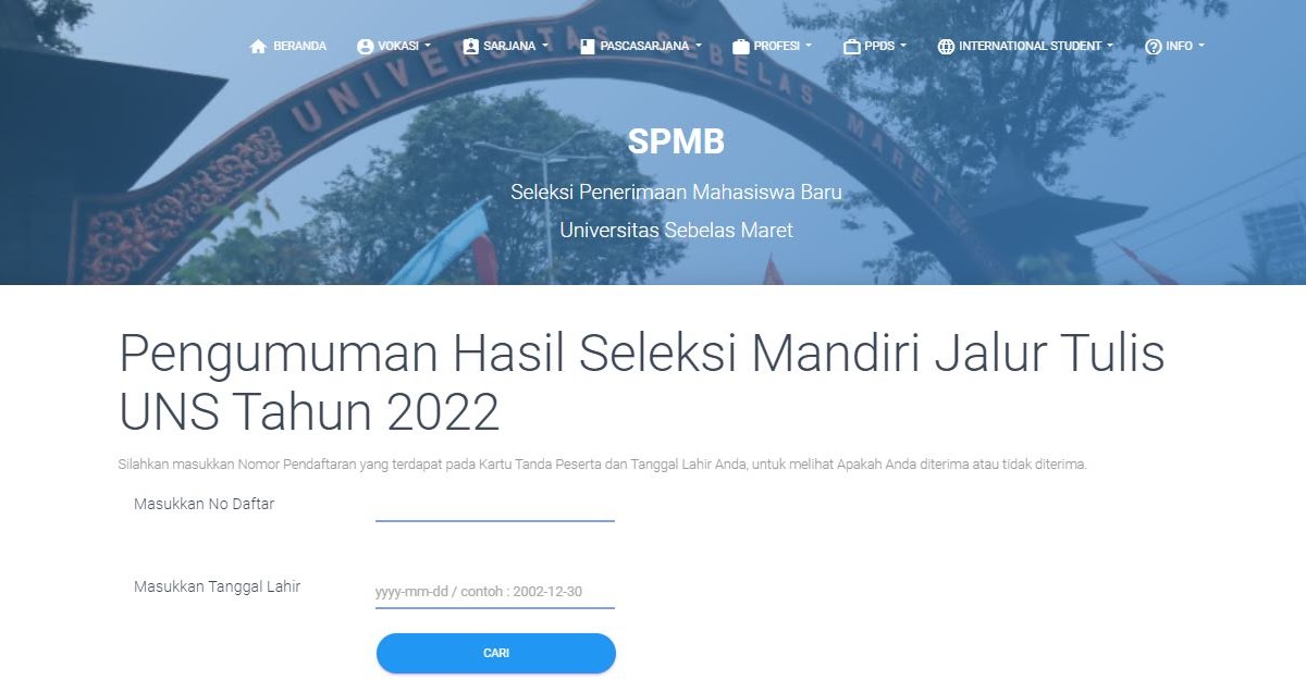 Link Pengumuman Mandiri Sm Uns 2022 Gelombang 2 Jalur Utbk Dan Utul