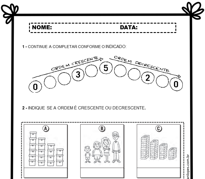 Atividades Sobre Ordem Crescente E Decrescente E Formas Geométricas