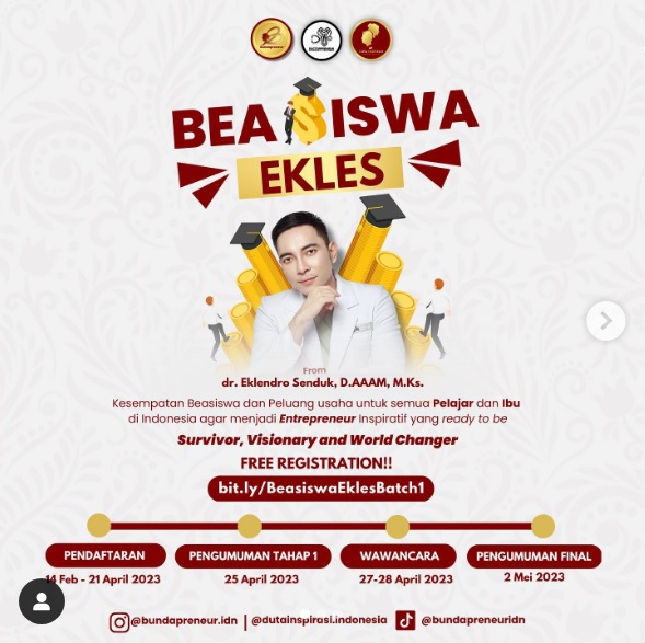 Pendaftaran Beasiswa Ekles Bundapreneur Indonesia Batch 1 2023