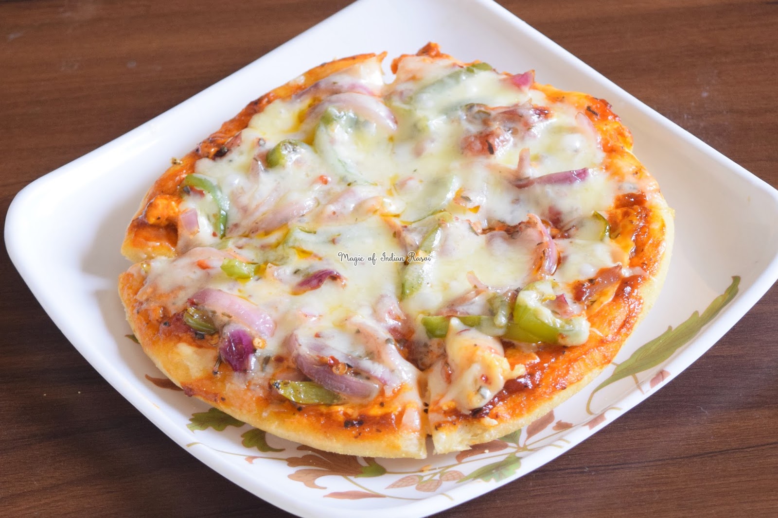 No Oven Veg Pizza Pizza In Kadai Recipe Homemade No Yeast Magic