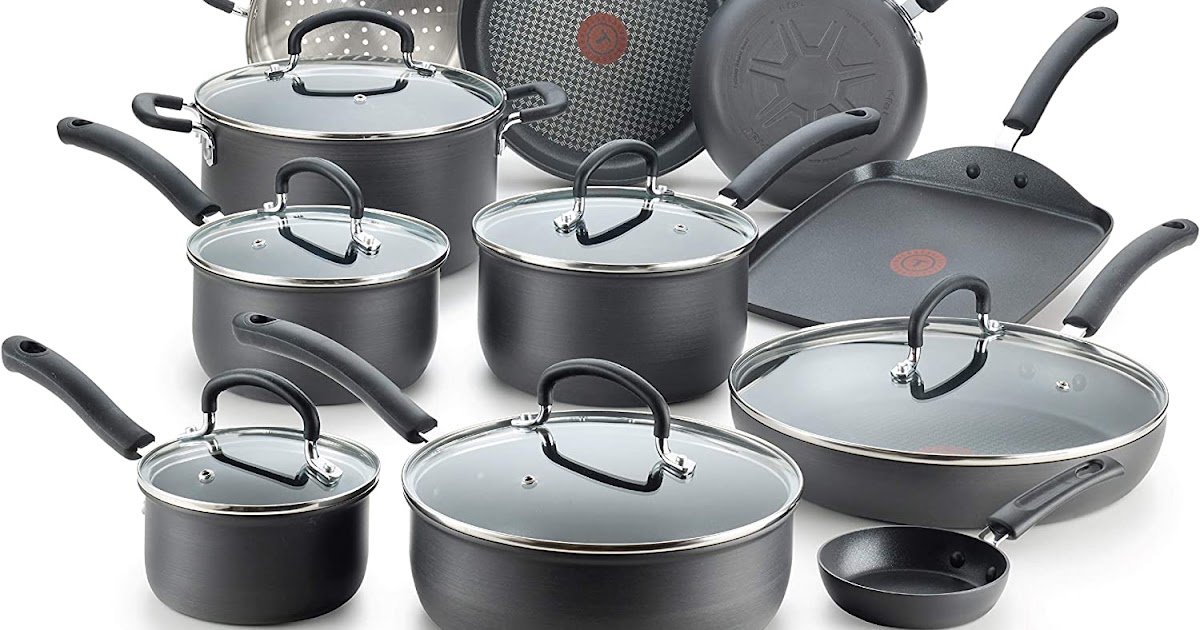 T Fal Ultimate Hard Anodized Nonstick 17 Piece Cookware Set Black