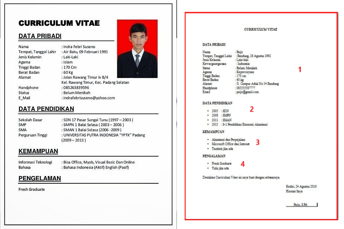 6 Contoh Cv Lamaran Kerja Fresh Graduate Smksma