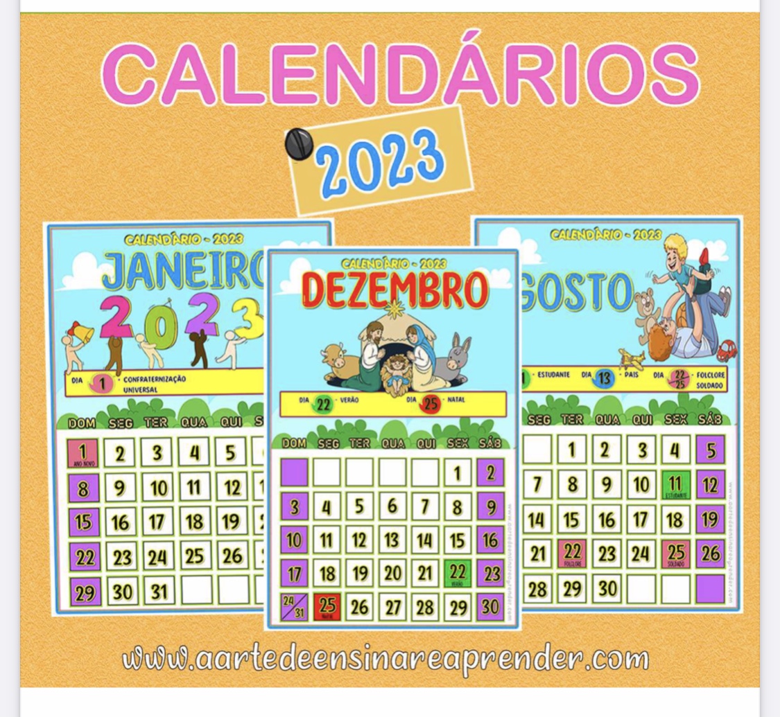 CalendÁrios 2023 A Arte De Ensinar E Aprender