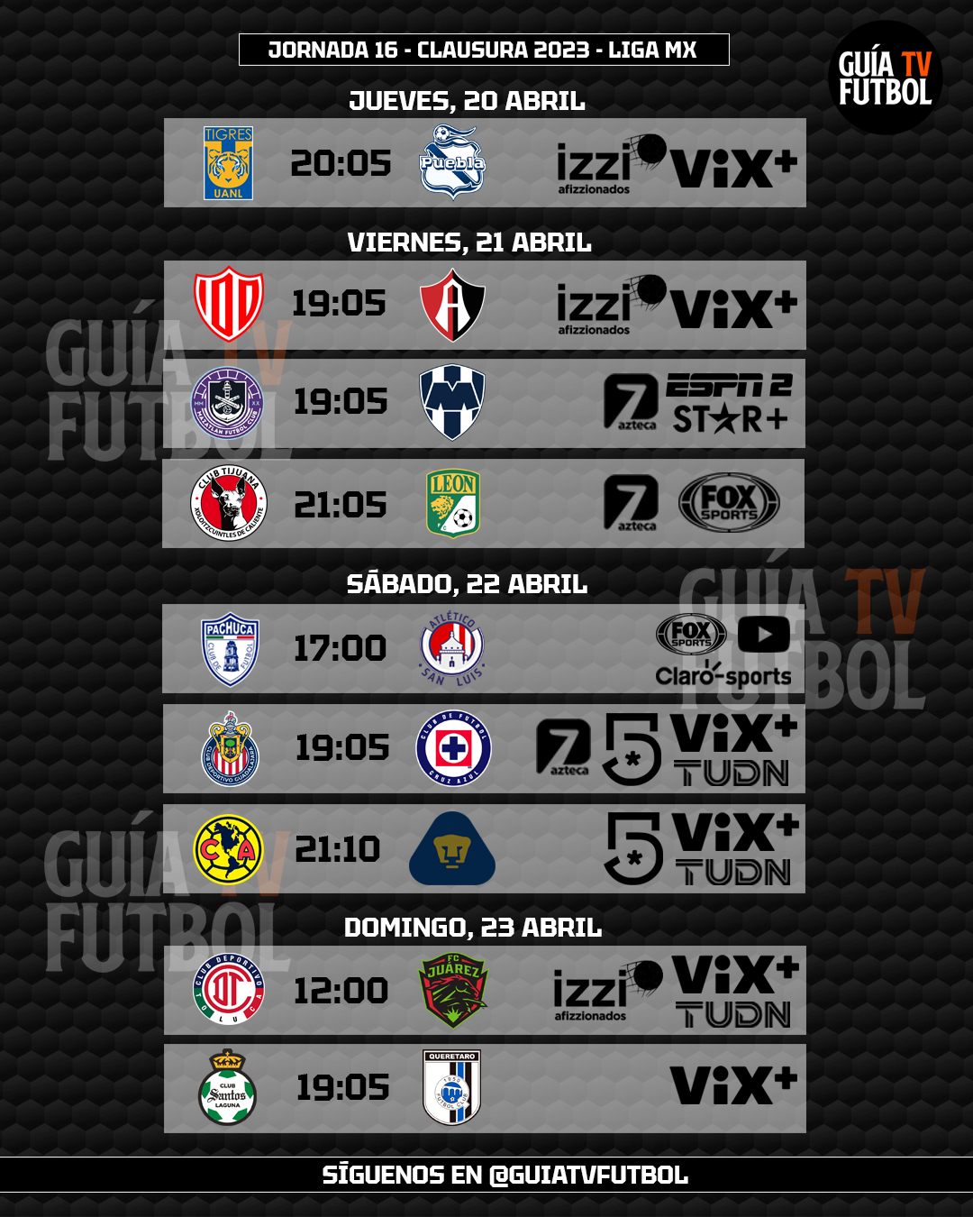 Liga Mx Horarios Y Canales Donde Ver Los Partidos De La Jornada 16 Del