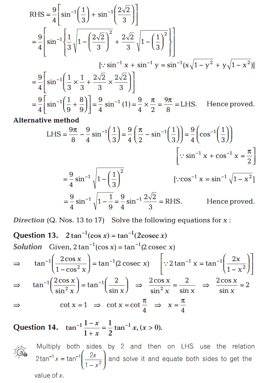 Ncert Solutions For Class 12 Maths Chapter 2 Inverse Trigonometric