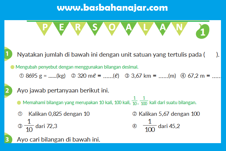 Kunci Jawaban Mtk Kelas 5 Halaman 9 Persoalan 1 Dan 2 Bab 1 Vol 1