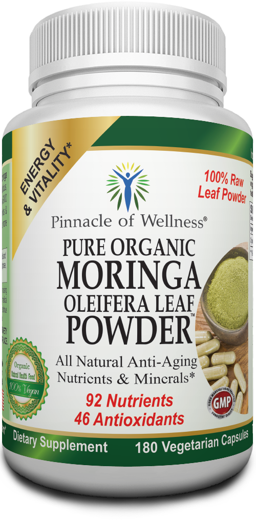 Pure Organic Moringa Oleifera Leaf Powder 180 Capsules 90 Servings