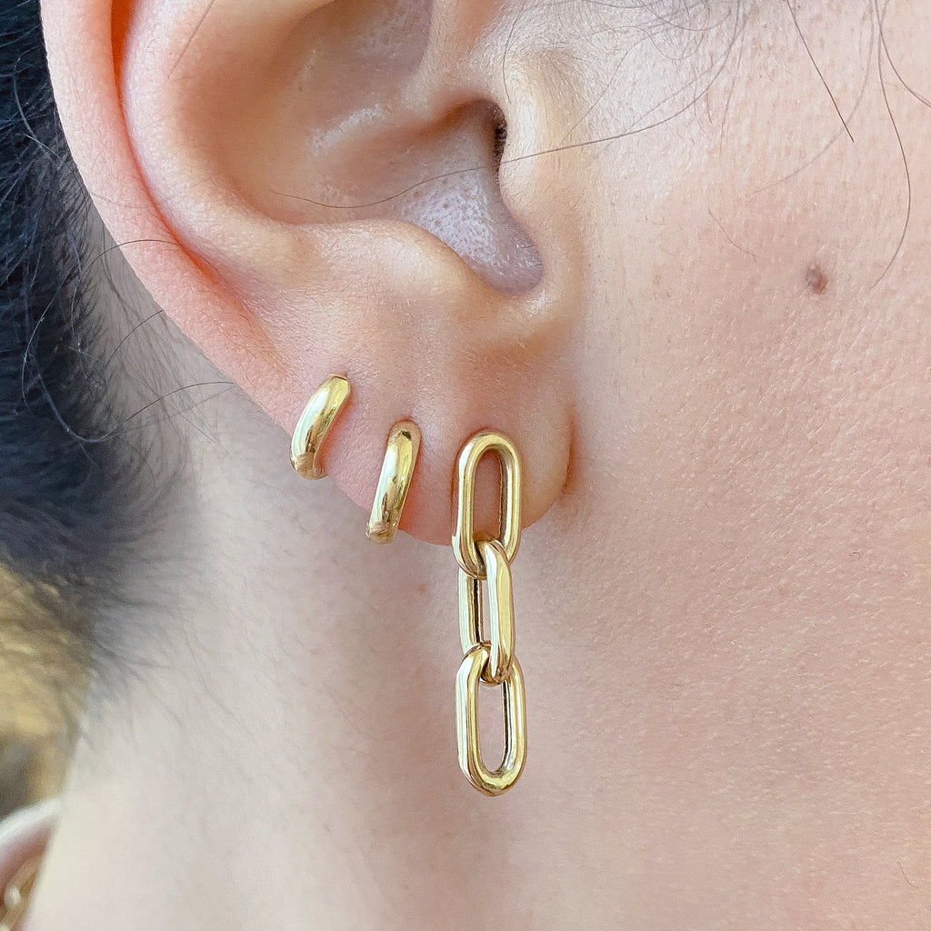 14k Gold Thick Xs Size Huggie Hoop Earrings Nana Bijou