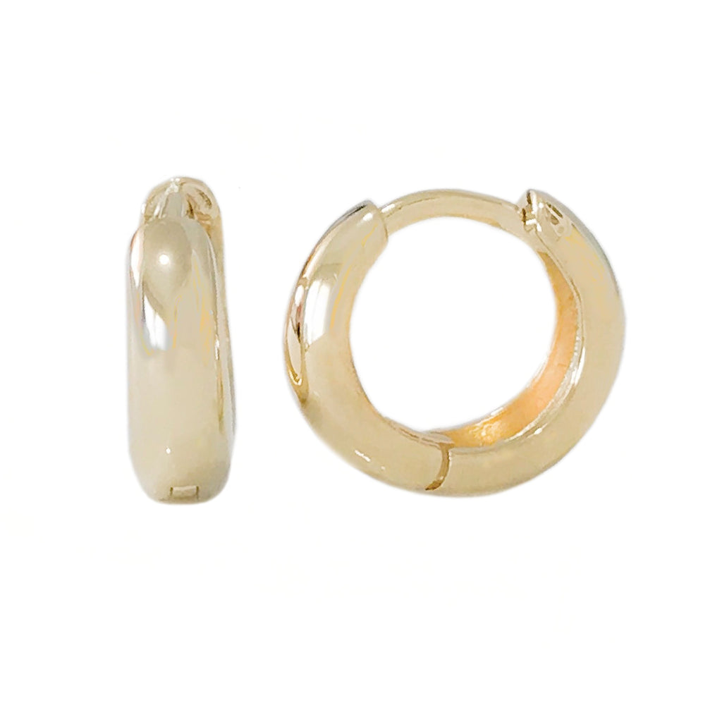 14k Gold Thick Small Size Huggie Hoop Earrings Nana Bijou