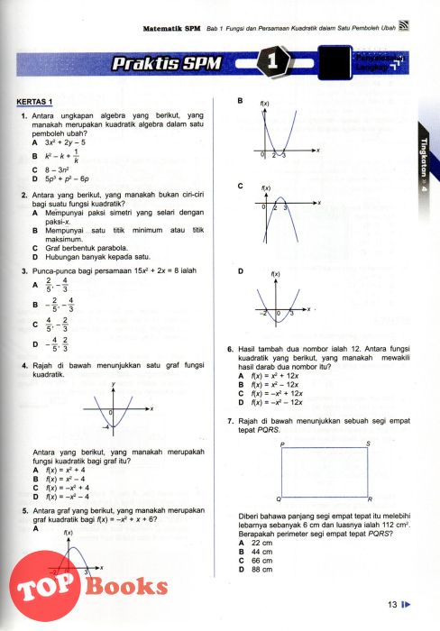 Topbooks Pelangi Focus Spm Matematik Tingkatan 4 5 Kssm 2023