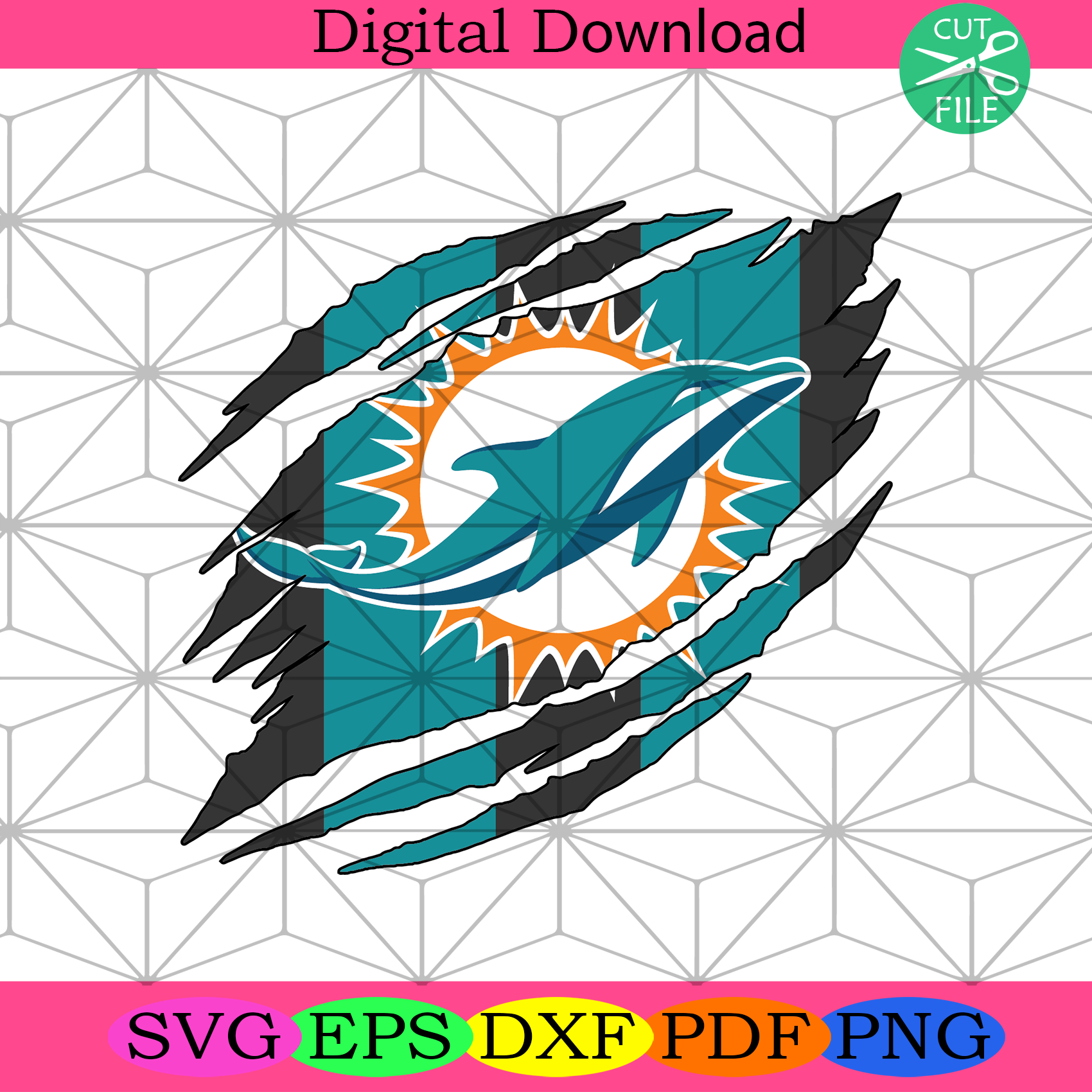 Miami Dolphins Torn Nfl Svg Sport Svg Football Svg Silkysvg