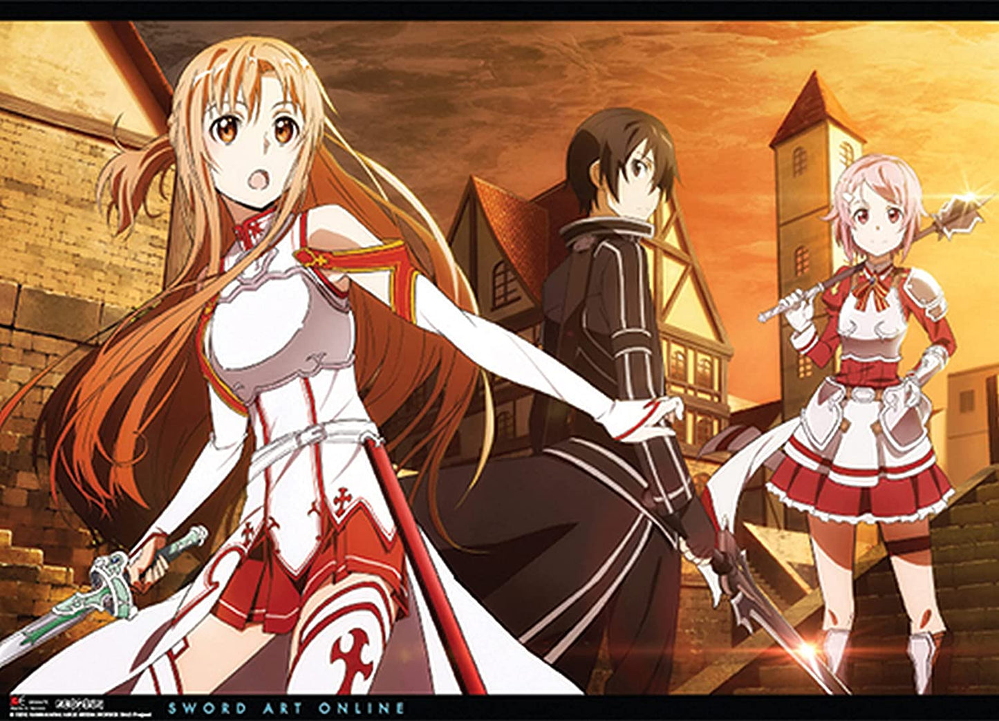 Asuna Kirito And Lizbeth At The Town Walls Sword Art Online Fabric W