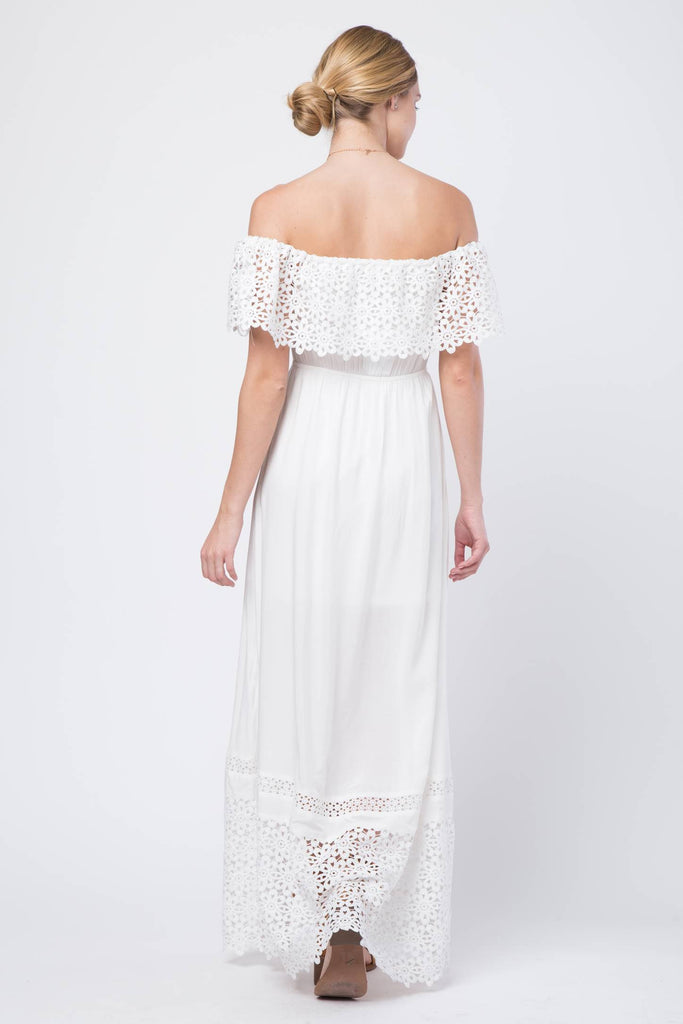 Summer Off Shoulder Floral Lace White Edite Mode