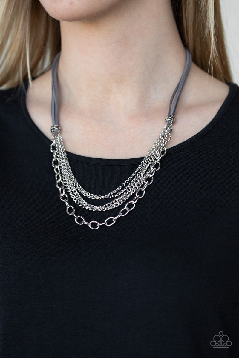 Paparazzi Necklace ~ Free Roamer Silver Paparazzi Jewelry Online