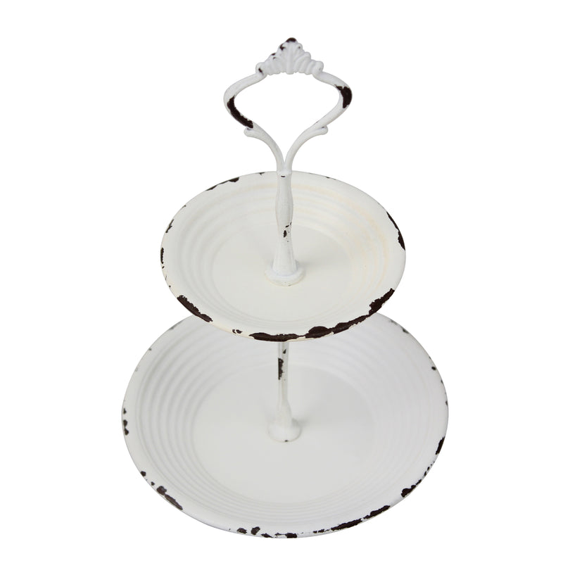 Two Tier White Metal Tray Stonebriar Collection