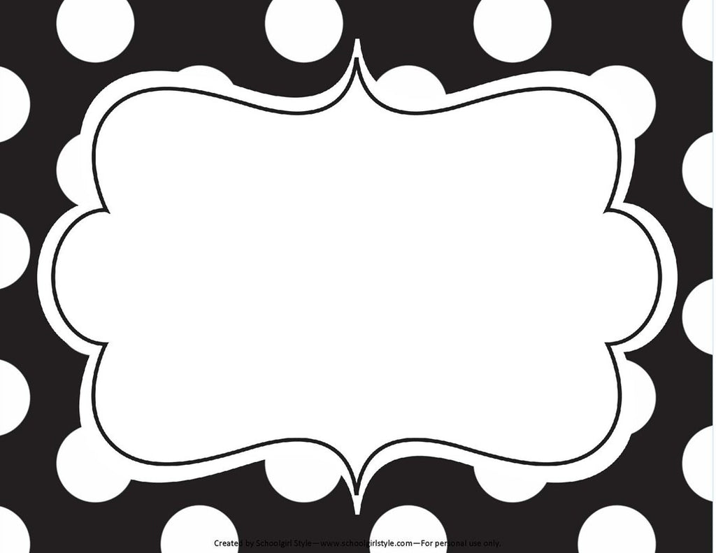 Free Printable Black And White Polka Dot Name Tags Th