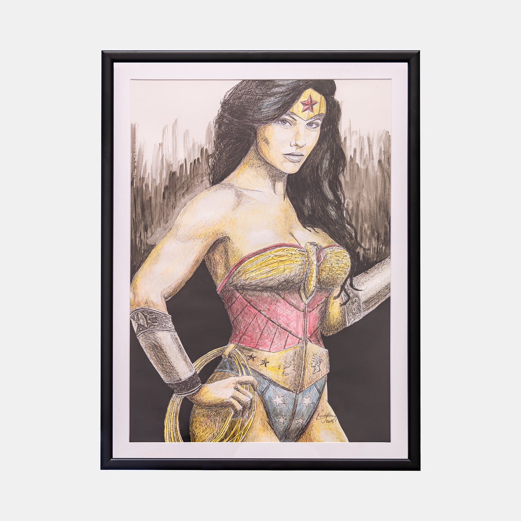 Wonder Woman Original Art Framed By Becky Knapp World Of Superheroes