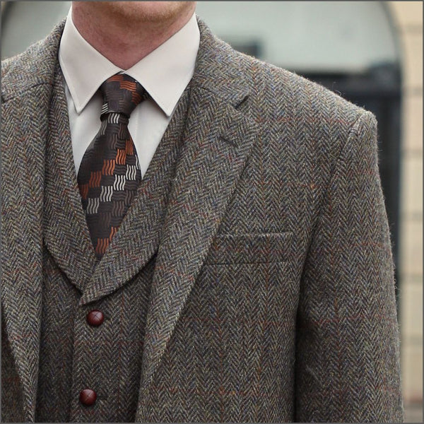 Harris Tweed Brown Herringbone 3pc Suit Cwmenswear