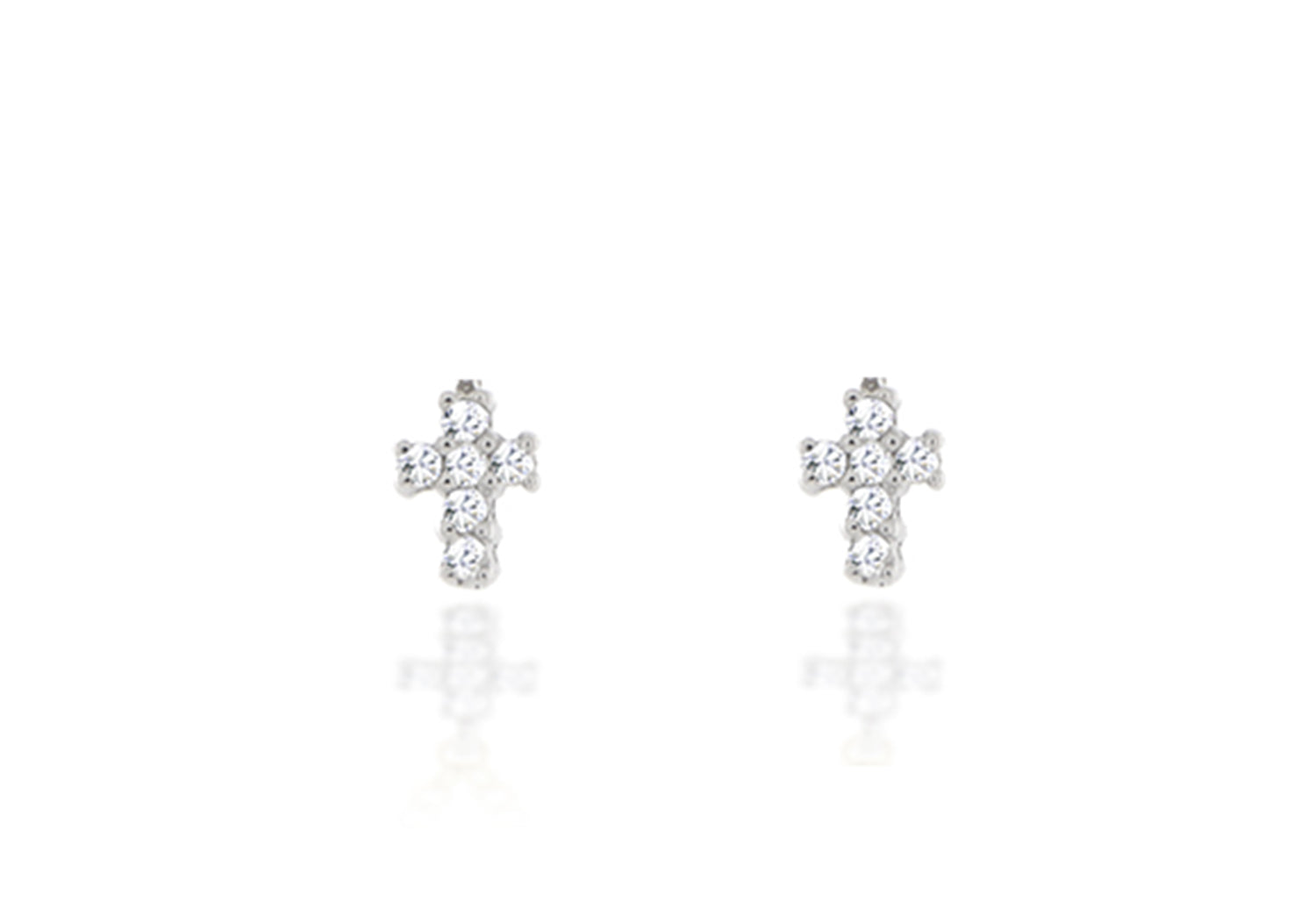 White Gold Cross Earrings Meira T Boutique