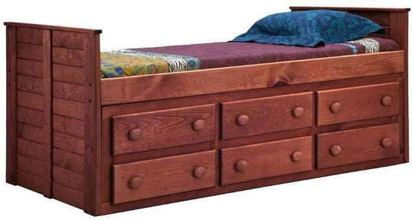 Pine Crafter Furniture Full Captain Bed With Six Drawer Unit Rustic