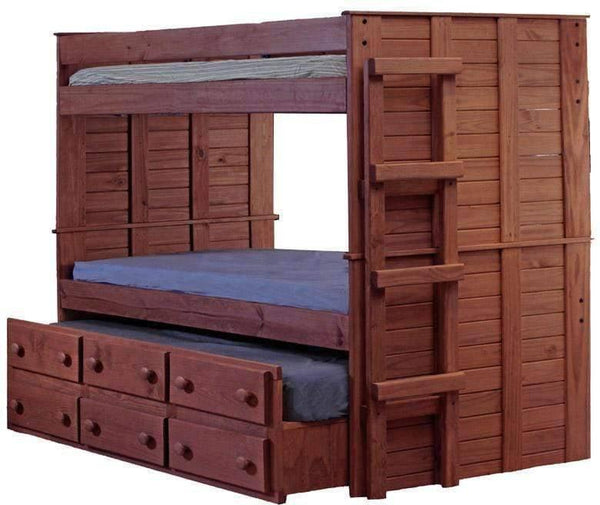 Pine Crafter Furniture Full Over Full Bunk Bed With Six Drawer Unit