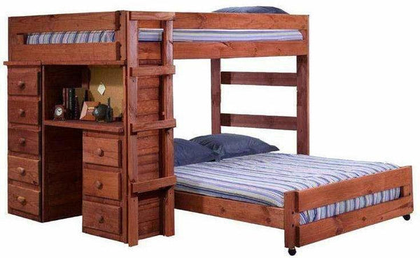 Pine Crafter Furniture Full Over Full Pine Loft Bunk Bed With Desk