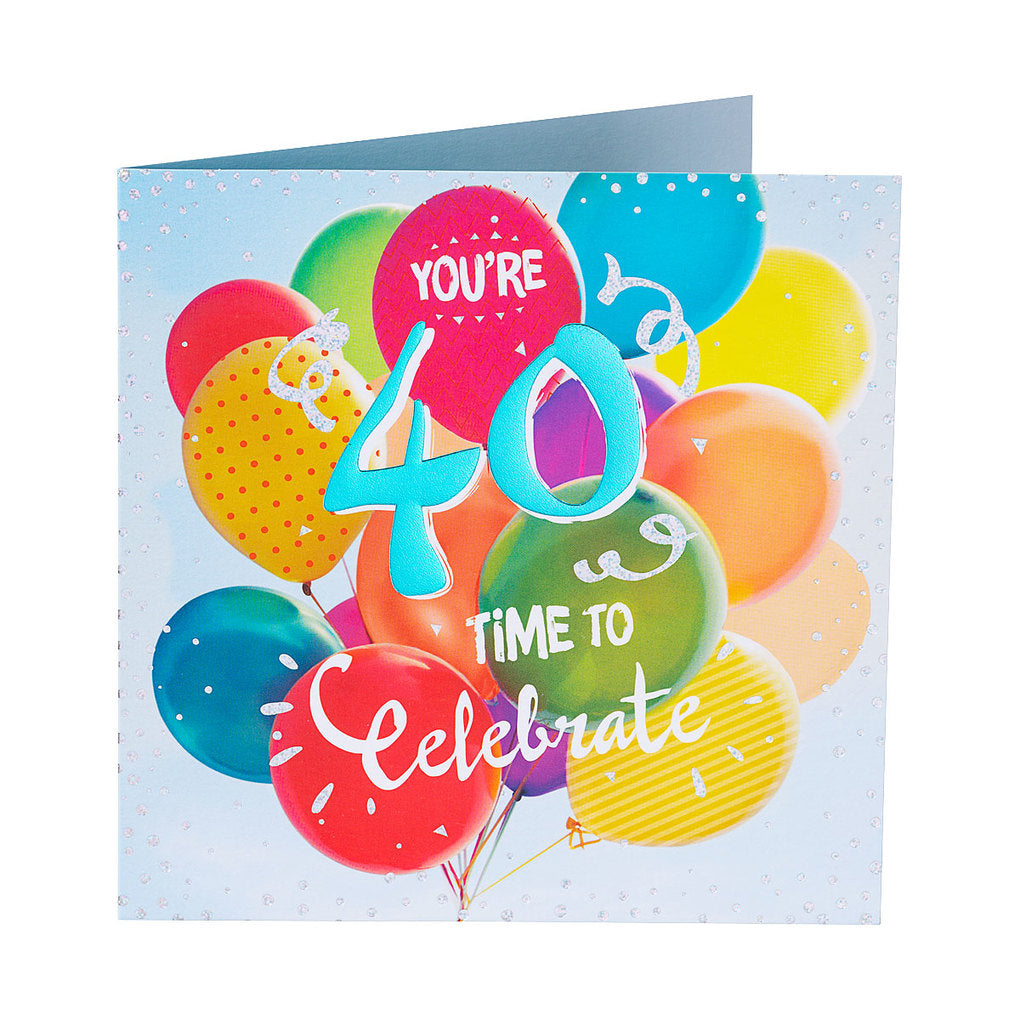 Traditional Balloons 40th Birthday Card The Reject Shop
