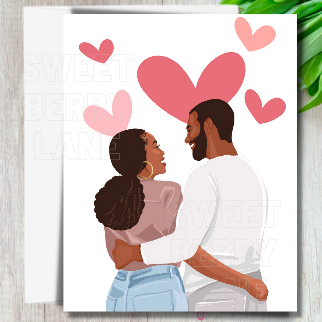 Couples African American Valentines Day Anniversary Card Sweetberrylane