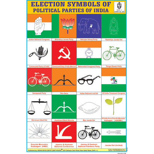 Election Symbols Of National Parties Chart Size 12x18 Inchs 300gsm A