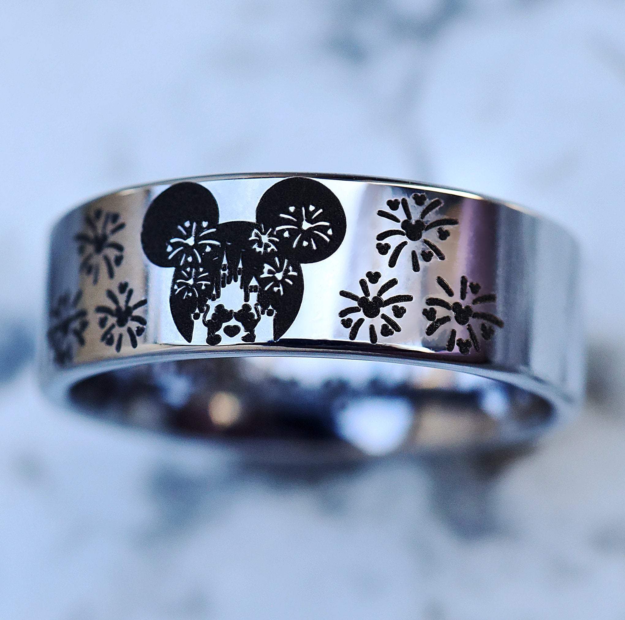 Disney Engagement Ring Mickey And Minnie Fireworks Wedding Band Mick