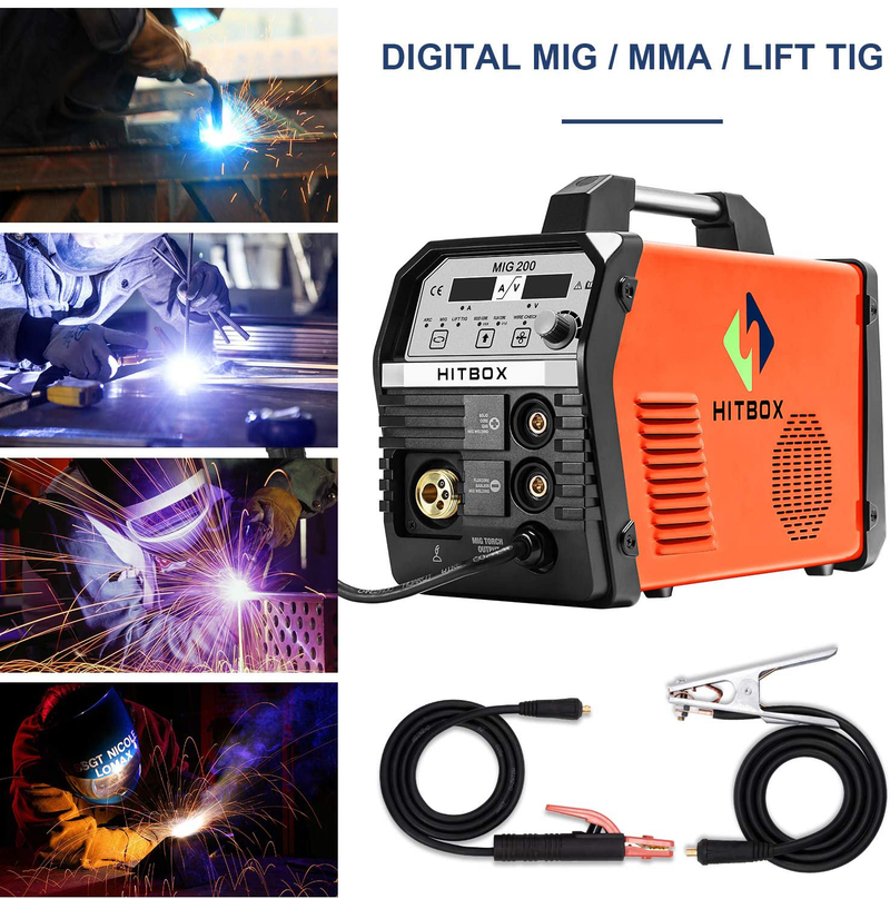 Hitbox 4 In 1 Mig Welder 200amp Inverter Mig Arc Lift Tig Gas Gasless