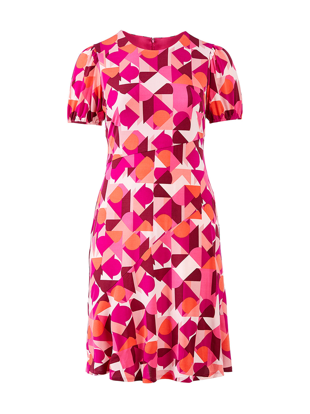 Donna Morgan Puff Sleeve Geo Print Fit And Flare Midi Dress Teacher