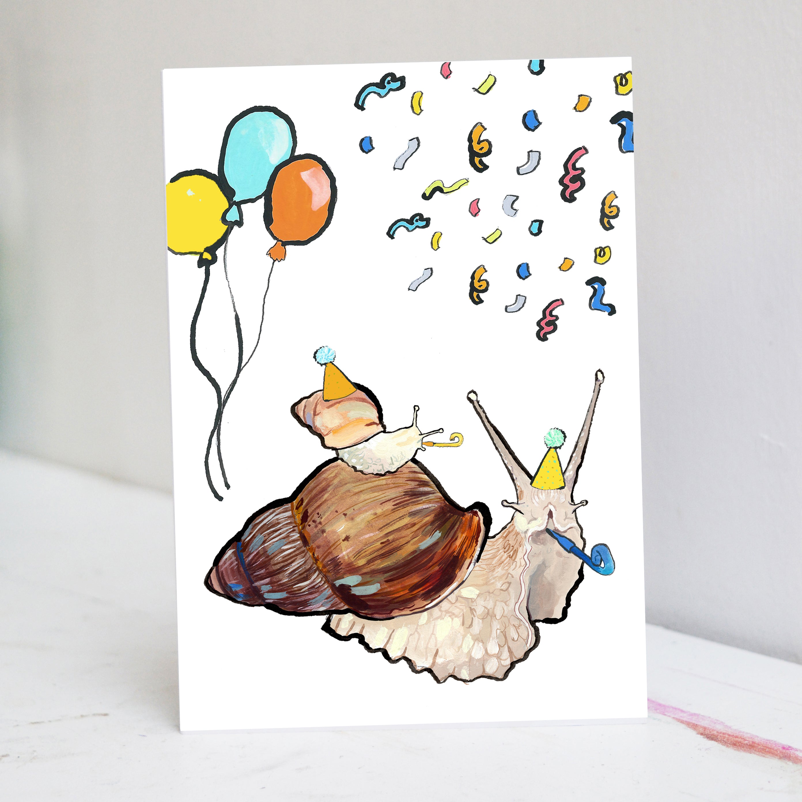 Snail Birthday Card Pet Portrait Illustration