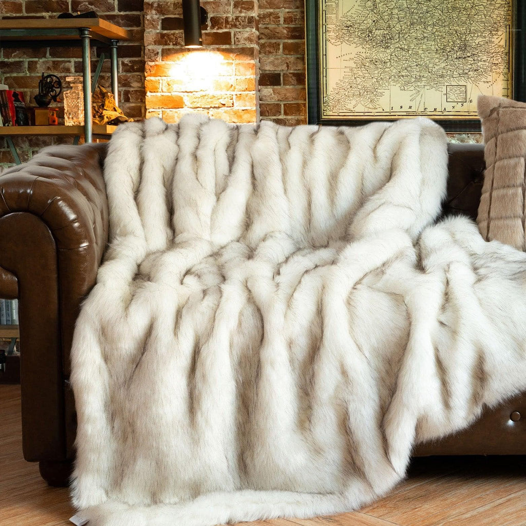 Luxury Faux Fox Fur Blanket Battilo Home